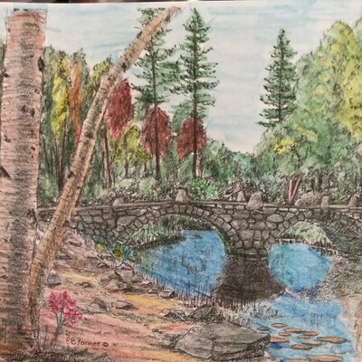 Old Rural Path Stone Wall Scene Coloring Pages W/instructions for 5x7 ...