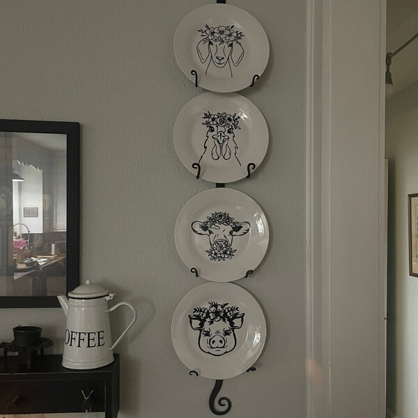 Plate Hanger Four Three or Two Plates Vertical Custom Sized Iron ...