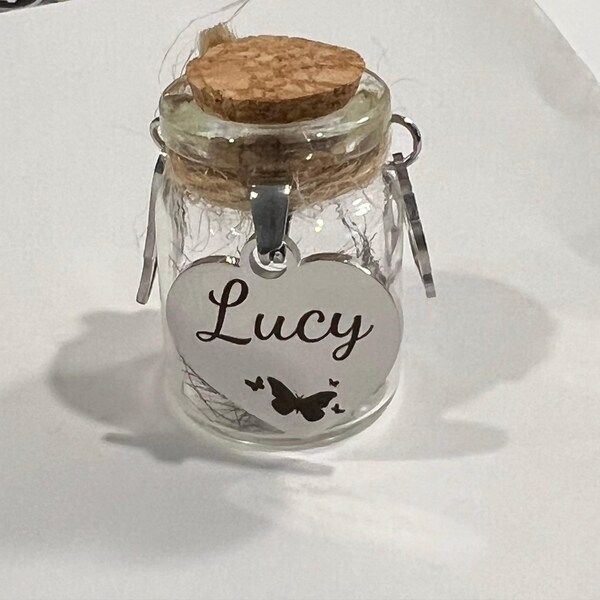 Pet Hair Keepsake Jar, Custom Pet Fur Memorial Bottle With Name Tag ...