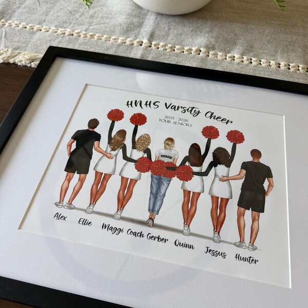 Custom Cheerleading Gift Cheer Team Illustration Cheer Team Gift Cheer ...