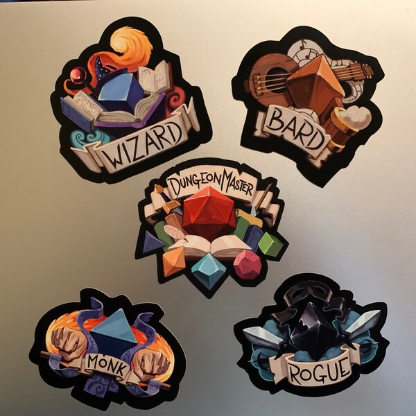 Dnd Class Stickers | Vinyl Waterproof Sticker, Class Hit Dice, Dungeons ...
