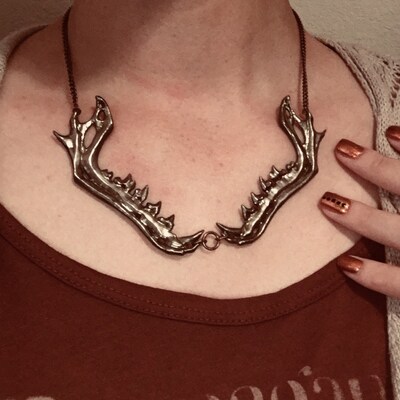 Predator Collar Jawbone Necklace in White Brass or Sterling Silver - Etsy