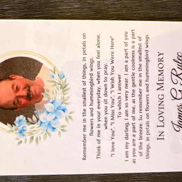 Custom Funeral Sympathy Gift, Photo Prayer Card, Afterglow Poem ...