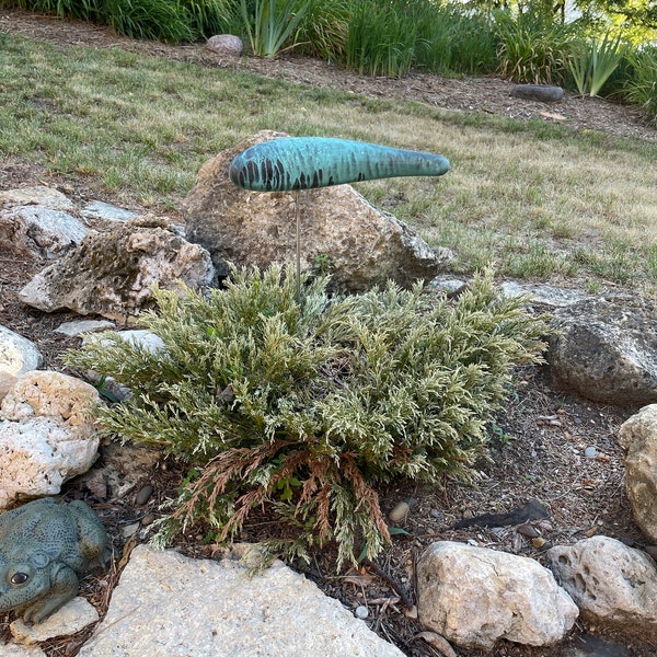 Verdigris Bronze Sculpture Garden Fish Handmade Welded Metal Art Green ...