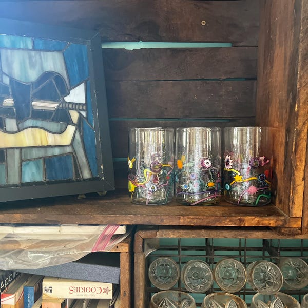 Set of 2 Party Cups. Handblown Glassware-happy Glass, Fun Barware ...