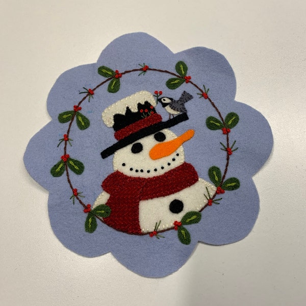 Wool Applique Pattern, Snowman Wool Applique Pattern, Winter Wool ...