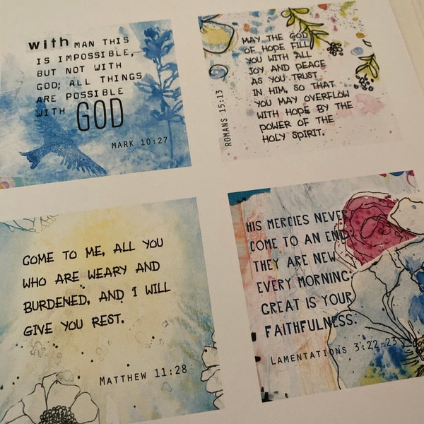 Inspirational Bible Verse Cards and Art - Set of 24 - Digital Download ...