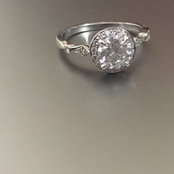 Princess Cut Diamond Lotus Engagement Ring 14k White Gold IGI Certified ...