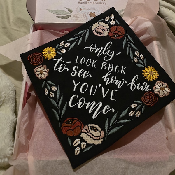 Embroidered Bouquet Grad Cap Topper | Grad Cap Decoration Topper ...