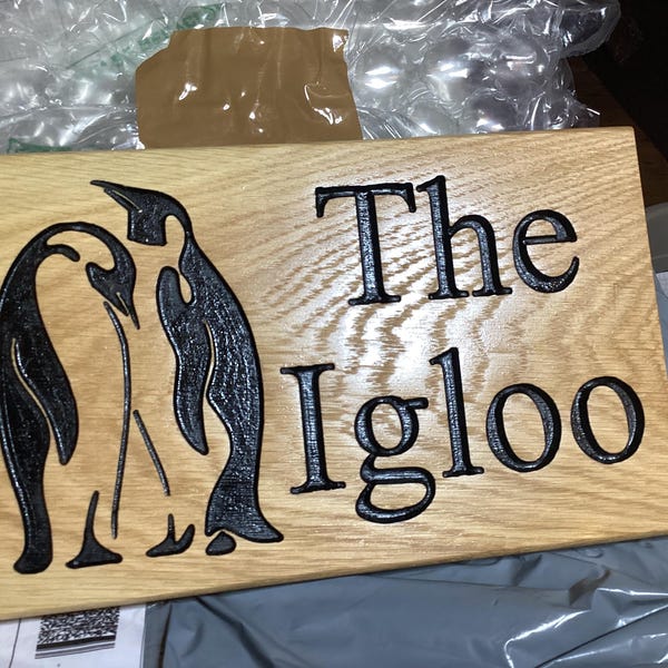 French Oak House Sign Custom Carved Wooden Direction Sign Free Standing ...