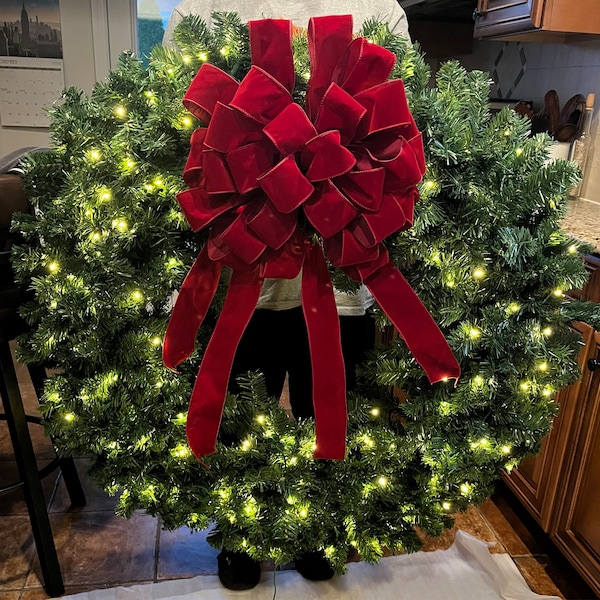 Extra Large Christmas Bow 18 Inch 20 Inch Red Velvet Outdoor Bow for 36 ...