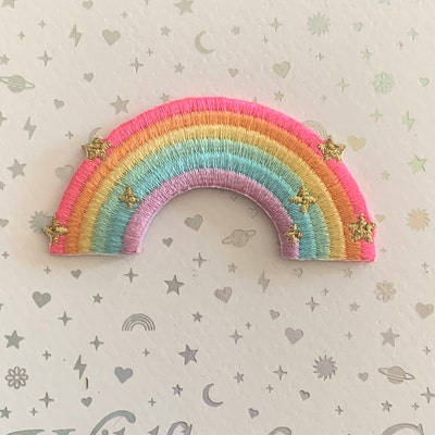 Rainbow Patch W Sparkles Small Embroidered Patches for Jackets Colorful ...