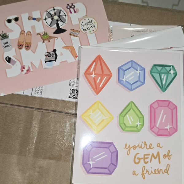 You're a Gem of a Friend Greeting Card, Handmade Friendship Card, Cute ...
