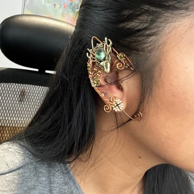 Elf Ears Cuff With Moon Star Chain Gothic Witch Wrap Earrings Fairy Ear ...