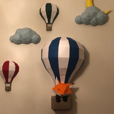 Papercraft Balloons and Clouds, Paper Craft Sky Panorama, Moon Paper ...