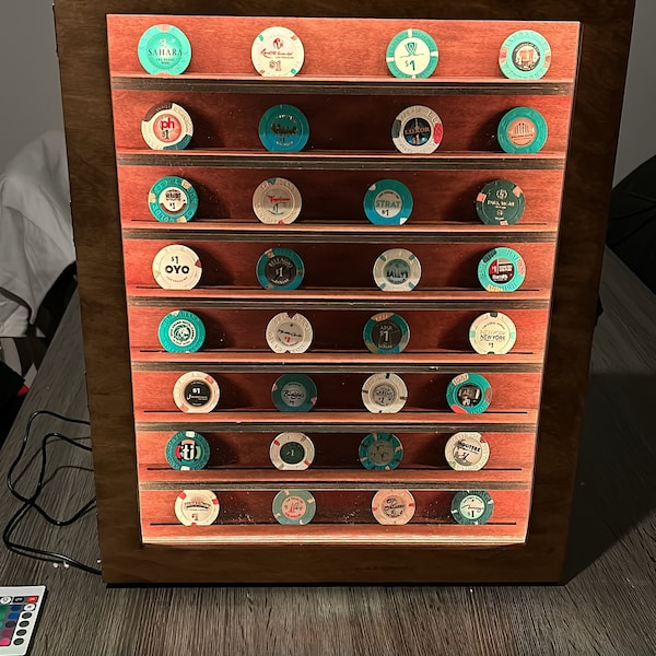 Casino Chip Display With Led, Poker Chip Holder Lighted, Coin Display ...