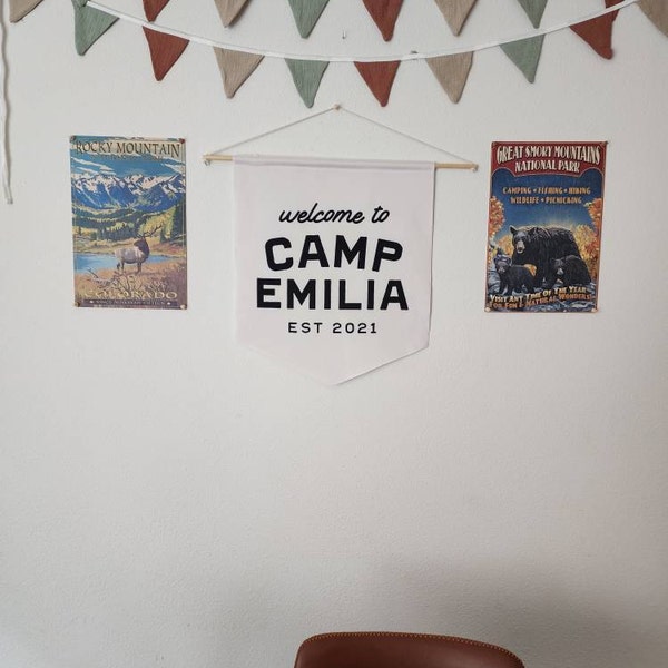 Personalized Camp Banner, Camp Themed Party Decor, Custom Name Baby or ...