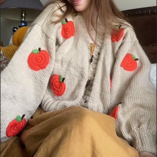 Pumpkin Chunky Cardigan Handmade Sweater for Women Pumpkin Knit Jacket ...