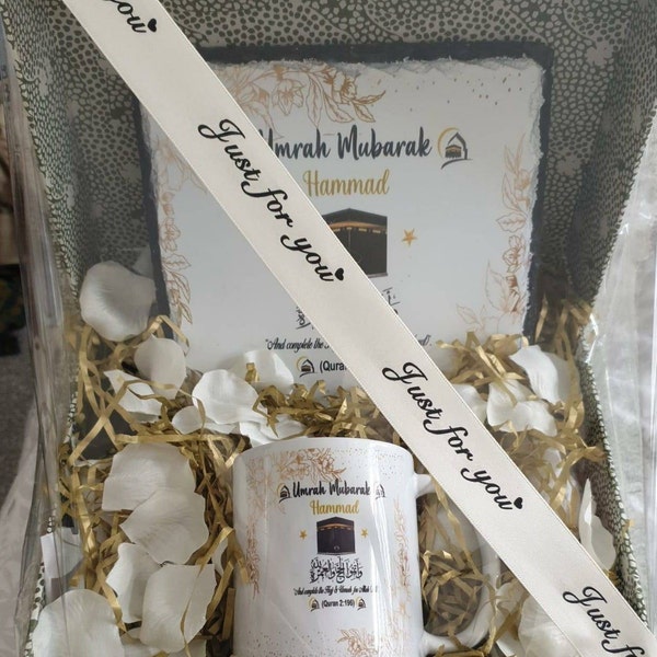 Personalized Umrah Mubarak Slate & Mug Set: Islamic Pilgrimage Gift ...