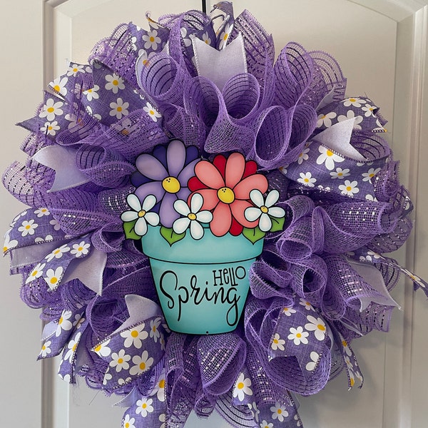 Spring Flowerpot Wreath Metal Sign #715, Wreath Attachment, Wreath ...