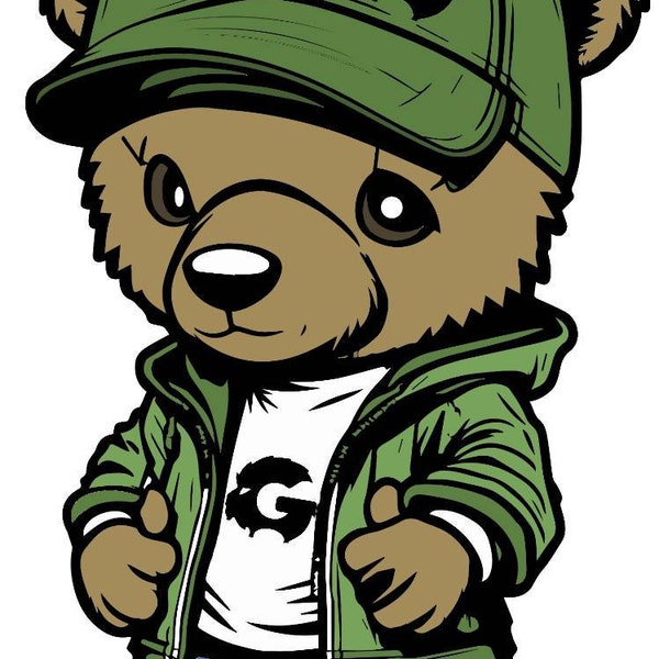 Teddy Swag, Hipster Bear Clipart, Hippie Grizzly Cutfile, Gangster ...