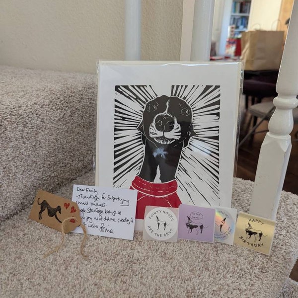 Greyhound Signed Original Lino Print - Snaws (teefs) - Etsy