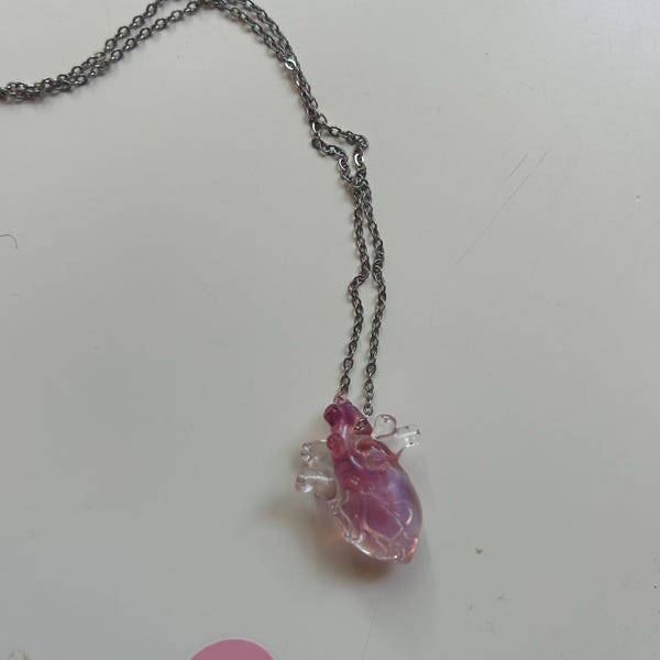 Glass Heart Blood Vial Necklace, Gothic Vampire Heart Pendant, Glass ...