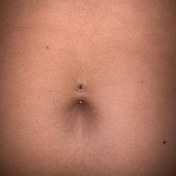 Sunflower Belly Ring • Floating Navel Ring • Dainty Belly Button Ring ...