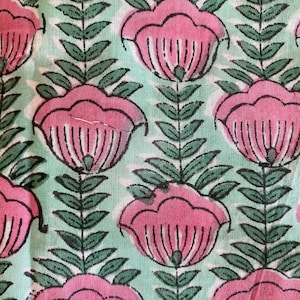 Block Printed Fabric, Blue Block Print Fabric, Handprinted Fabric ...