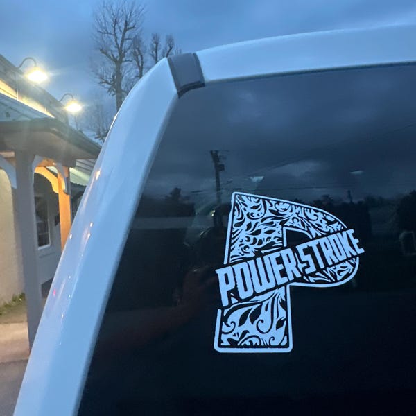Powerstroke Tooled Leather Decal | Truck Decals | Window Decal ...