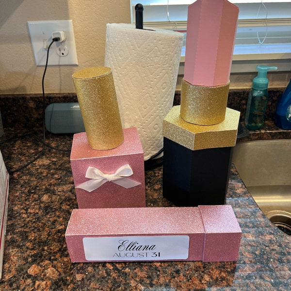 JUMBO Paper Lipstick Shaped 3D Centerpiece, Gift Box, Favor Box ...