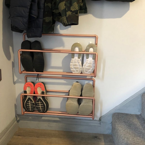 Handcrafted Copper Wall Mounted Shoe Rack: Space Saver Shoe Tidy - Etsy
