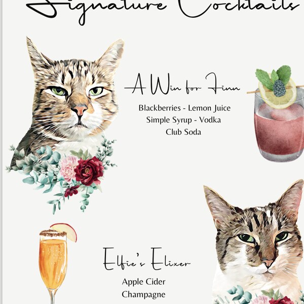 Cat Signature Drink Sign, Dog Signature Drink, Cat Signature Cocktails ...