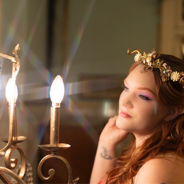 Aries Crown Zodiac Signs Jewellery Fairy Crown Gold Horns Headpiece ...