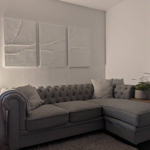 White Textured Wall Art White Painting Horizontal Wall Decor Original ...