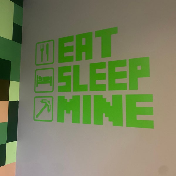Minecraft EAT SLEEP MINE Sticker Vinyl Wall Decal Bedroom Decoration ...