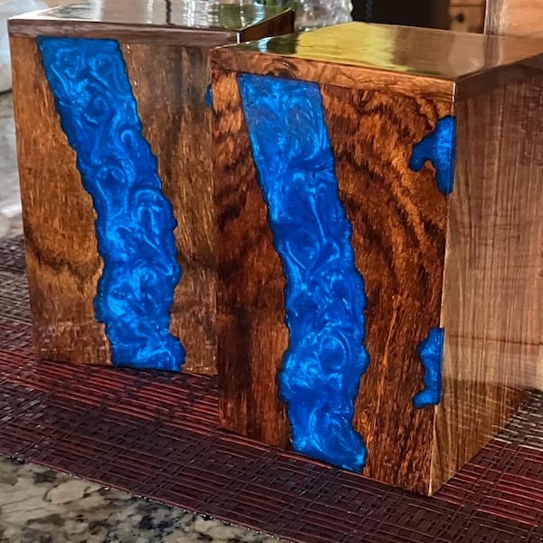 Handcrafted Rosewood With Resin Ocean Wave Art - Memorial Keepsake ...