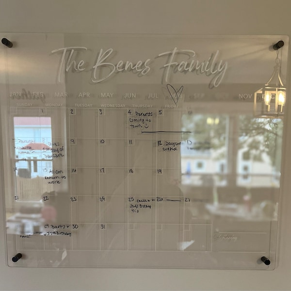 Personalized Acrylic Calendar Month & Week | Floating Wall Decor ...