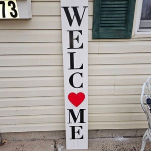 Wood WELCOME Sign, Interchangeable O Attachment Pieces, Large Vertical ...