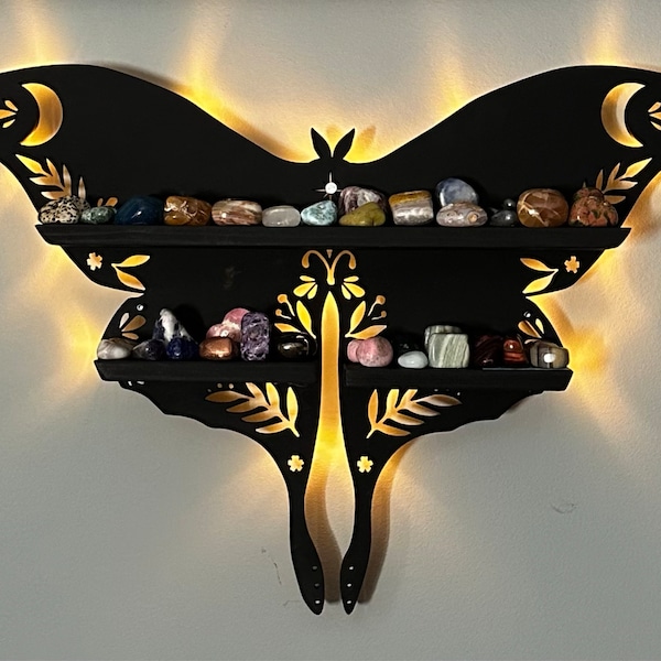Coppermoon Brown Luna Moth Shelf, Luna Moth Lamp, Luna Moth, Wooden ...