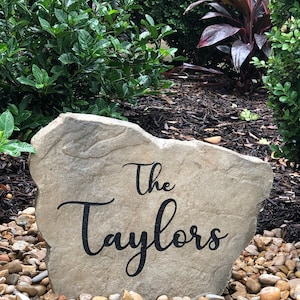 Script Name Stone Engraved Rock Personalized Garden Stone House Entry ...