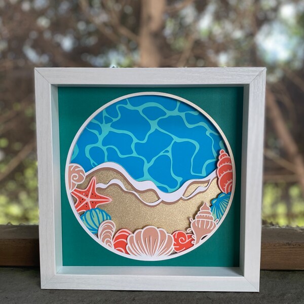 3D Beach Shadow Box, Seashells Shadow Box, Mussels 3D SVG, Starfish ...