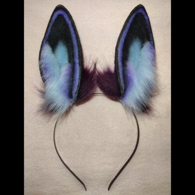 Dark Purple Bunny Ears, Fluffy Ears, Faux Fur Ears, Rabbit Ears ...