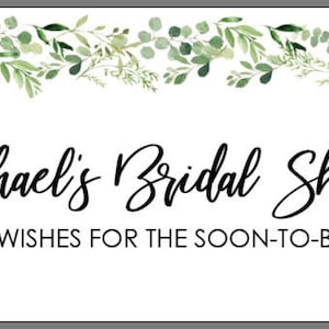 Bridal Shower Banner, Greenery Leaf Bridal Shower Decorations, Wedding ...