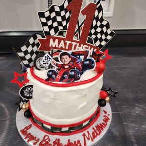 Racing Cake Topper . Custom Racecar Birthday Decorations . Finish Line ...