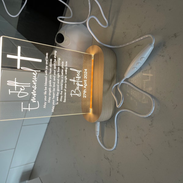 Personalised Baptism Gift for Baby - Custom Christening Night Light for ...