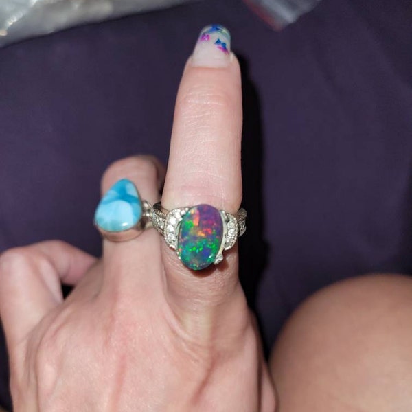 Red & Green Flame Fire Cherry Black Opal Gemstone,oval Shape Loose ...