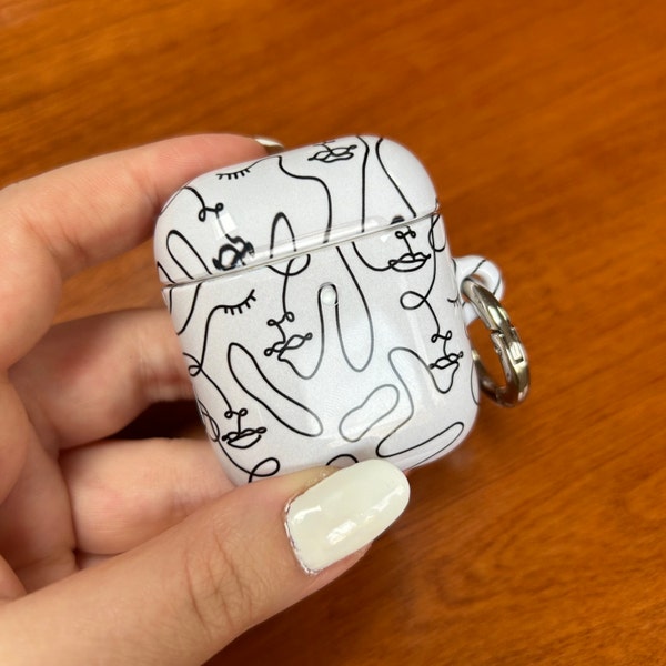 Minimal Line Art Faces Aesthetic Air Pods Case Air Pod Pro Cover With ...