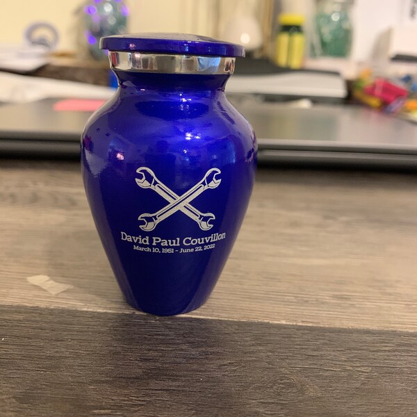 Mechanic Keepsake Cremation Urn - Engraved Crossed Wrenches ...