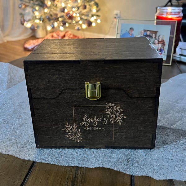 Personalized Wooden Recipe Box With Dividers and Cards Recipe Box ...